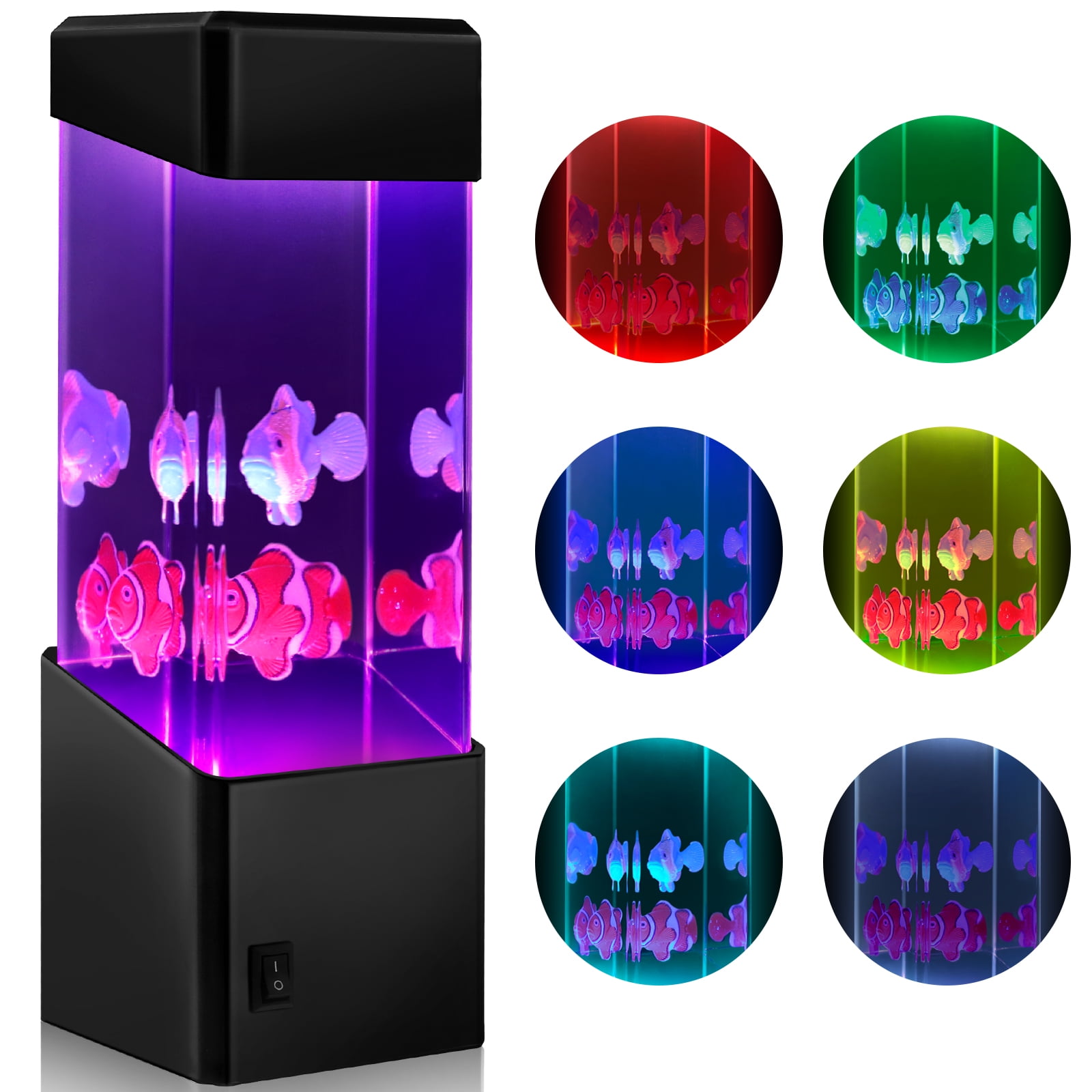 GHOJET LED Jellyfish Lamp,Fish Lava Lamp W/ 2 Fake Fish,USB/Battery ...