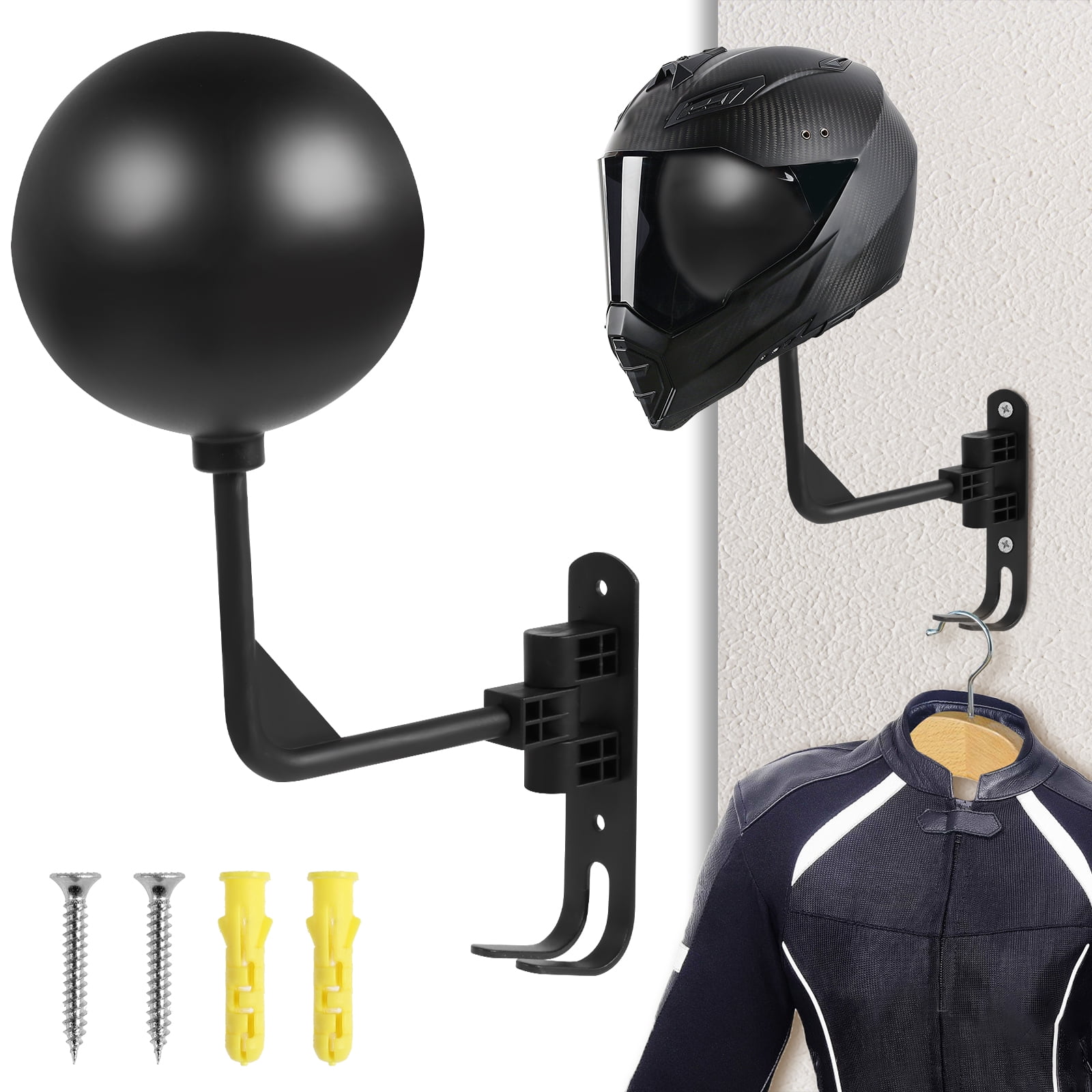 Ghojet Motorcycle Helmet Holder Wall Mount Helmet Rack with Double Hook ...