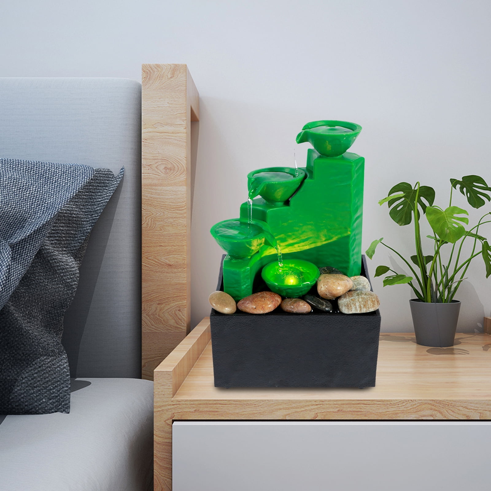 GHOJET Tabletop Fountain Meditation Water Fountain with Light Creative ...