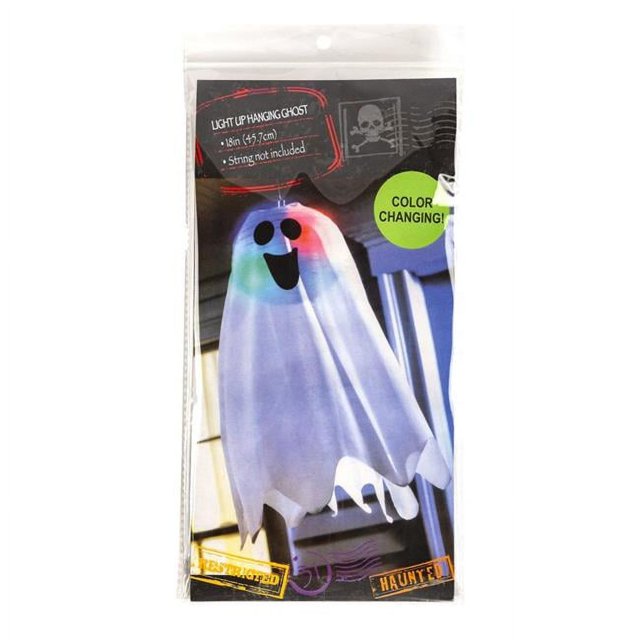 Halloween Decoration: 18in Ghost Color-Change Light-Up Hanging Paper ...