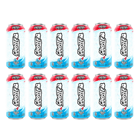 GHOST Energy Drink Merica Pop, Zero Sugar, 16 fl oz Cans (12-Pack ...