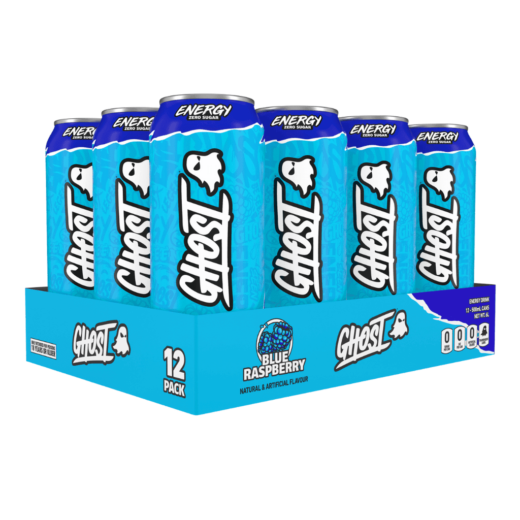 GHOST Energy Drink - Zero Sugar - Blue Raspberry (12 Drinks, 16 Fl Oz ...