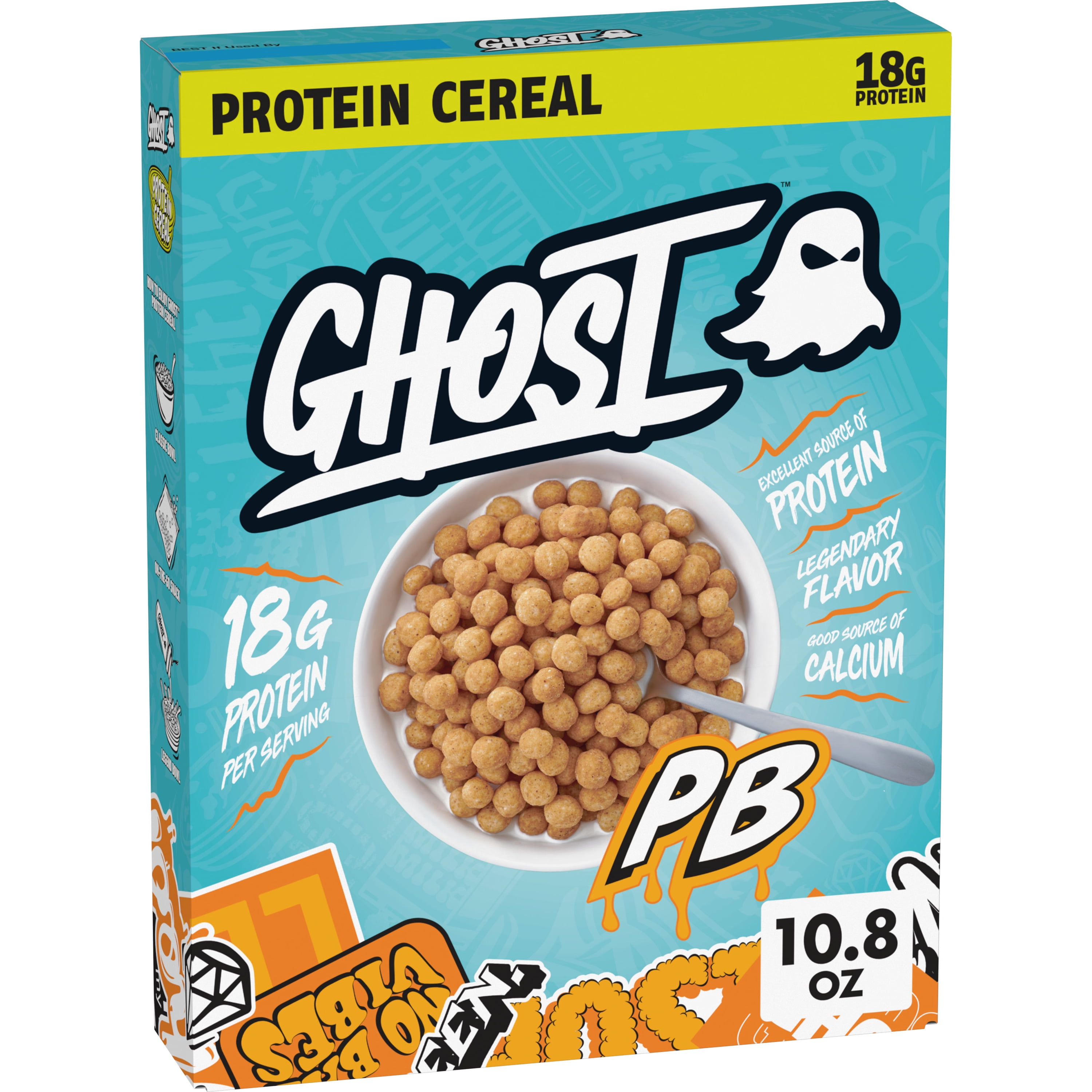 GHOST PROTEIN CEREAL, PEANUT BUTTER Flavor, 18G Protein, 10.8oz ...