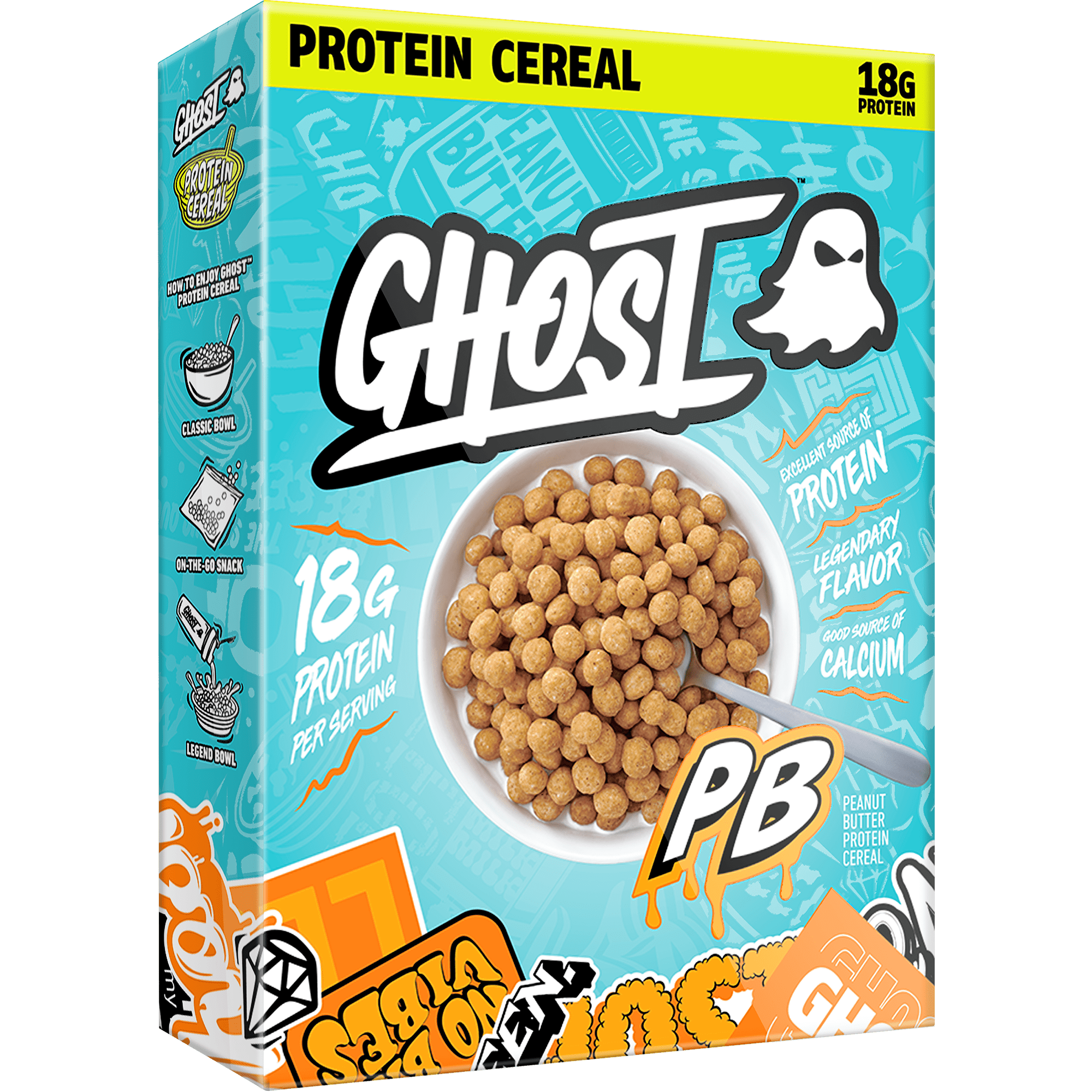 GHOST PROTEIN CEREAL, PEANUT BUTTER Flavor, 18G Protein, 10.8oz ...