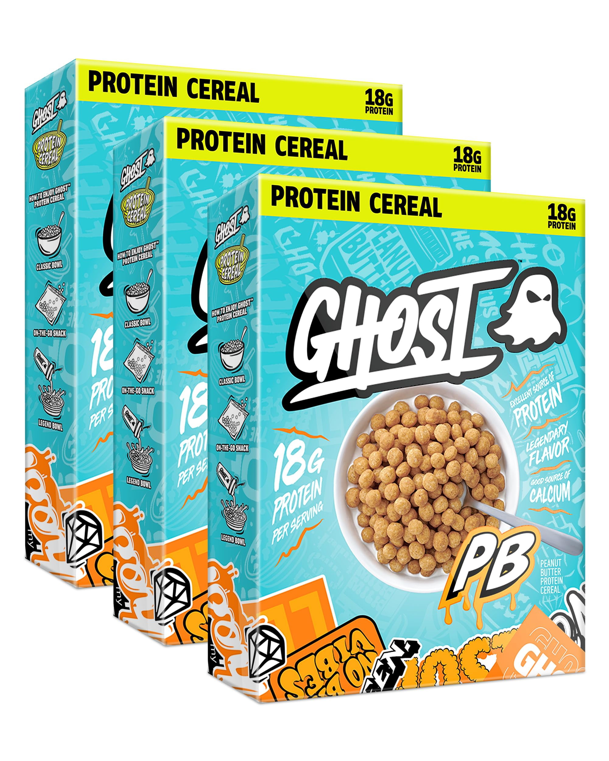 GHOST Protein Cereal, Peanut RRF12 Butter Flavor (3-Pack) - Crunchy ...
