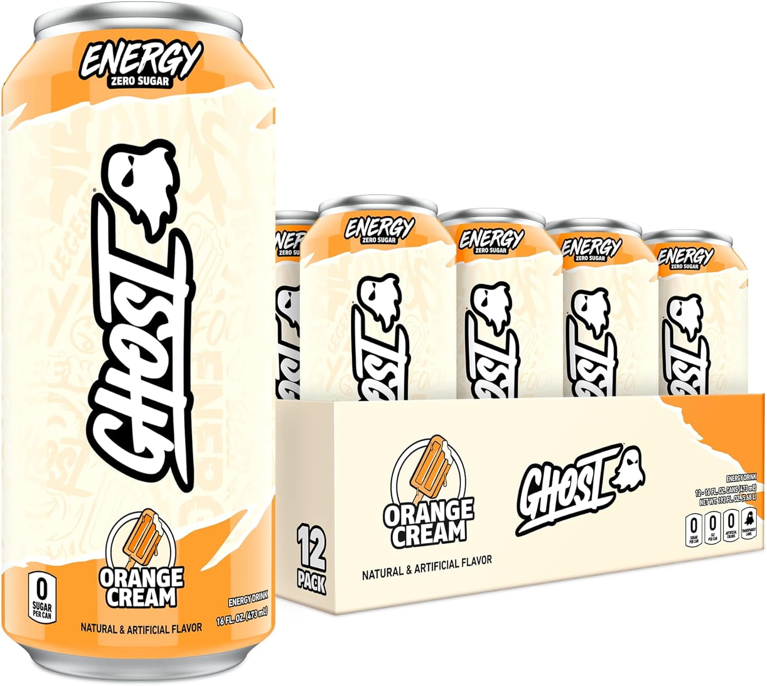GHOST Zero Sugar Energy Drink, Orange Cream, 16 oz Can, 12 Pk - Walmart.com