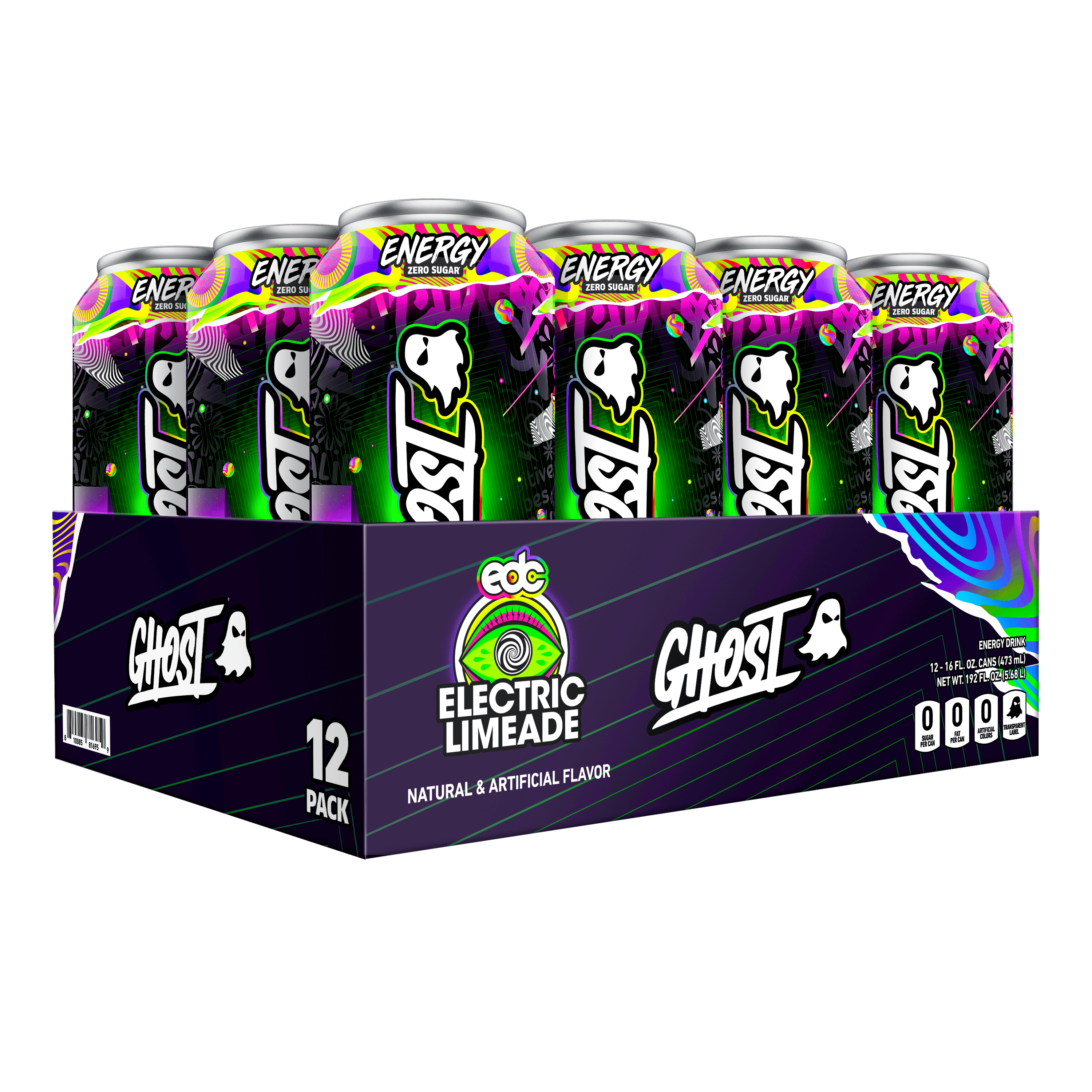 GHOST Zero Sugars Energy Drink, Electric Limeade, 16 oz Can, 12 Pk - Walmart.com