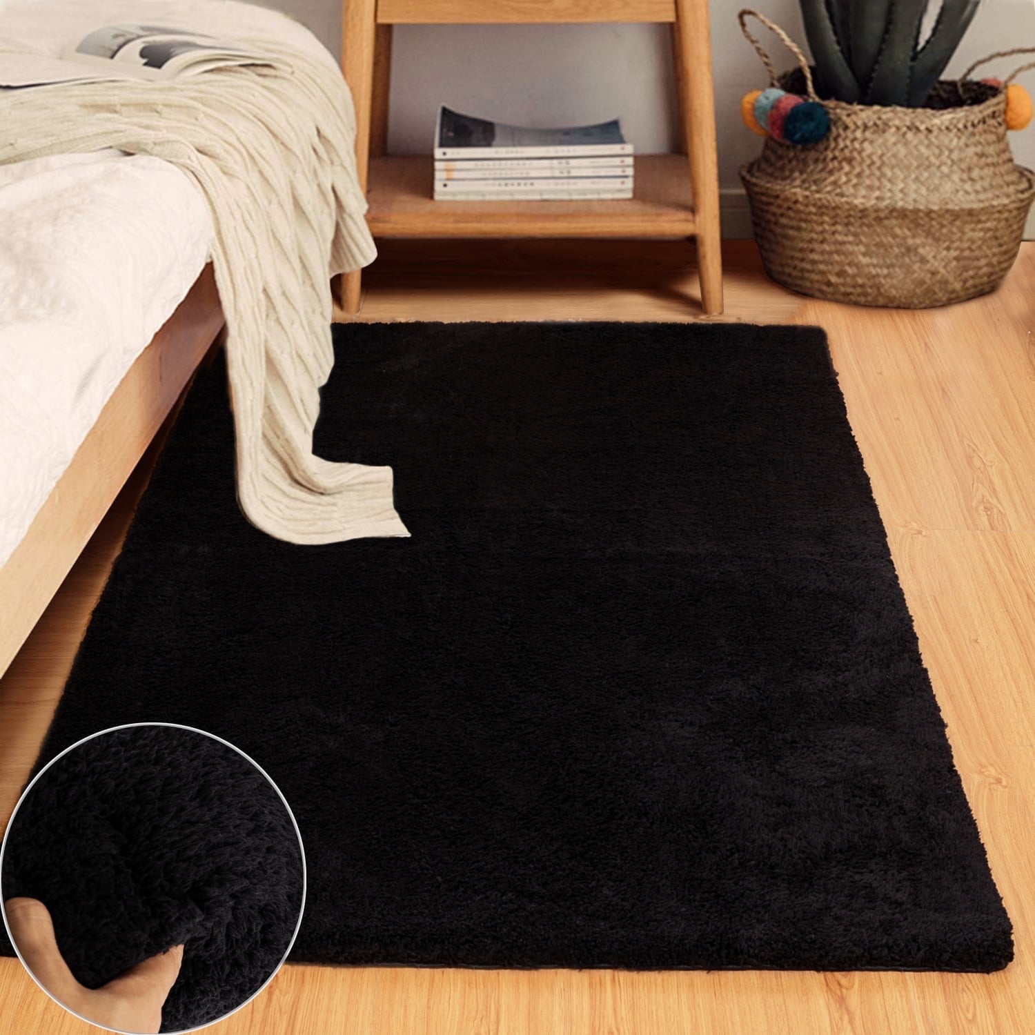 GHOUSE Black Area Rug 3x5 Washable Rug Small Rugs for Bedroom - Walmart.com