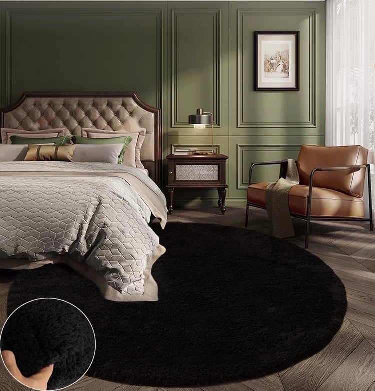 GHOUSE Round Area Rugs 6ft Black Fluffy Rug for Bedroom Decor - Walmart.com