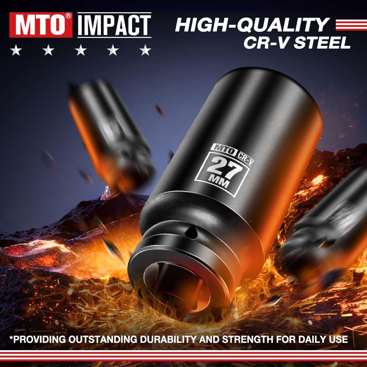 GHRTGR-1/2" Drive 27mm Deep Impact Socket, 6-Point Metric Socket for ...