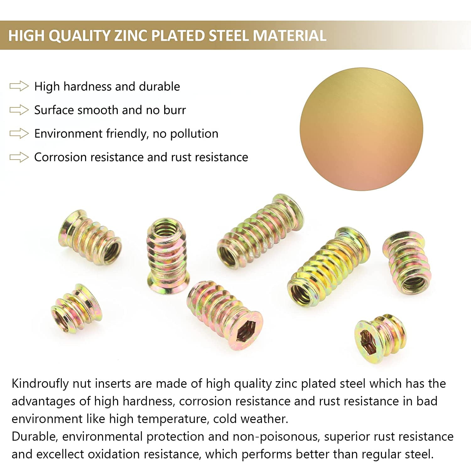 GHRTGR-1/4"-20 x 25mm Threaded Inserts, Nut Inserts, Wood Inserts, Zinc ...