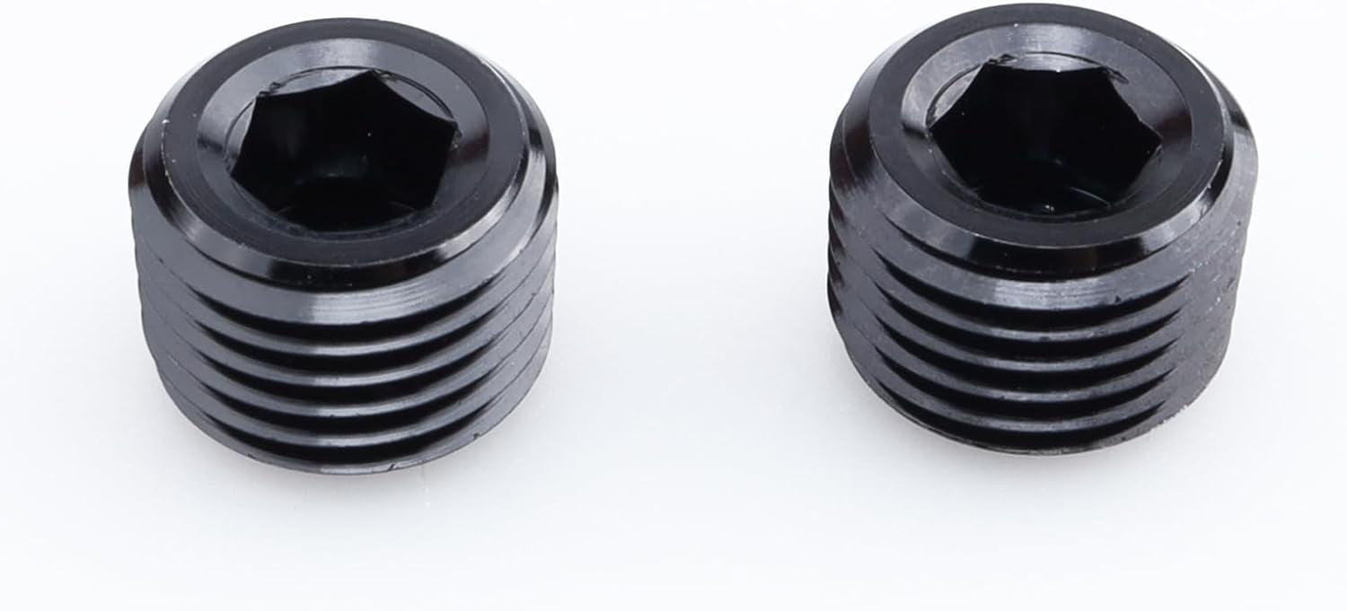 GHRTGR-1/4" NPT Male Socket Allen Head Plugs Aluminum Black, Pack of 2 ...