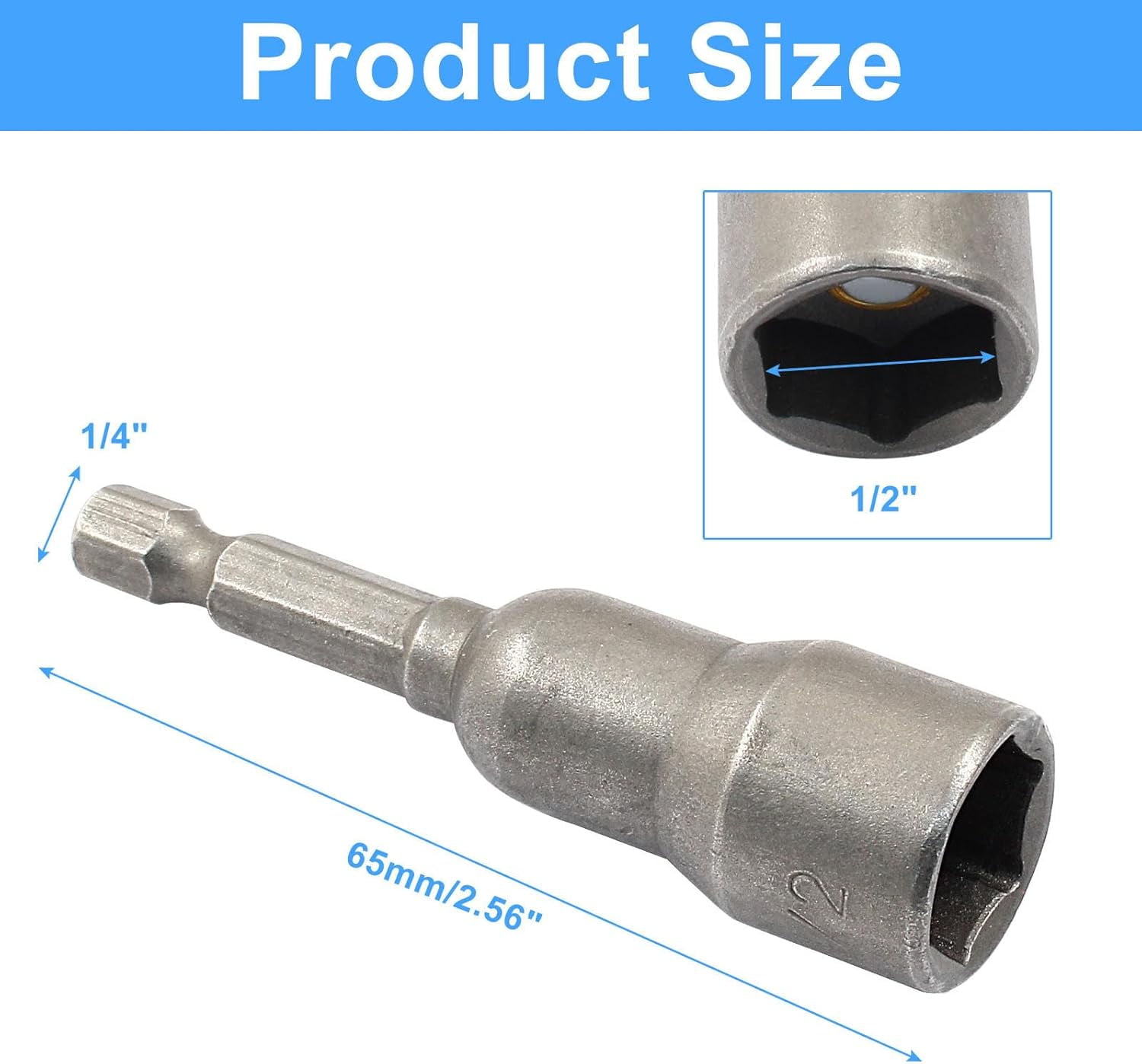 GHRTGR-10 Pcs 1/2 Inch Hex Magnetic Power Hex Nut Driver Magnetic Extension Socket Drill Bit Set ...