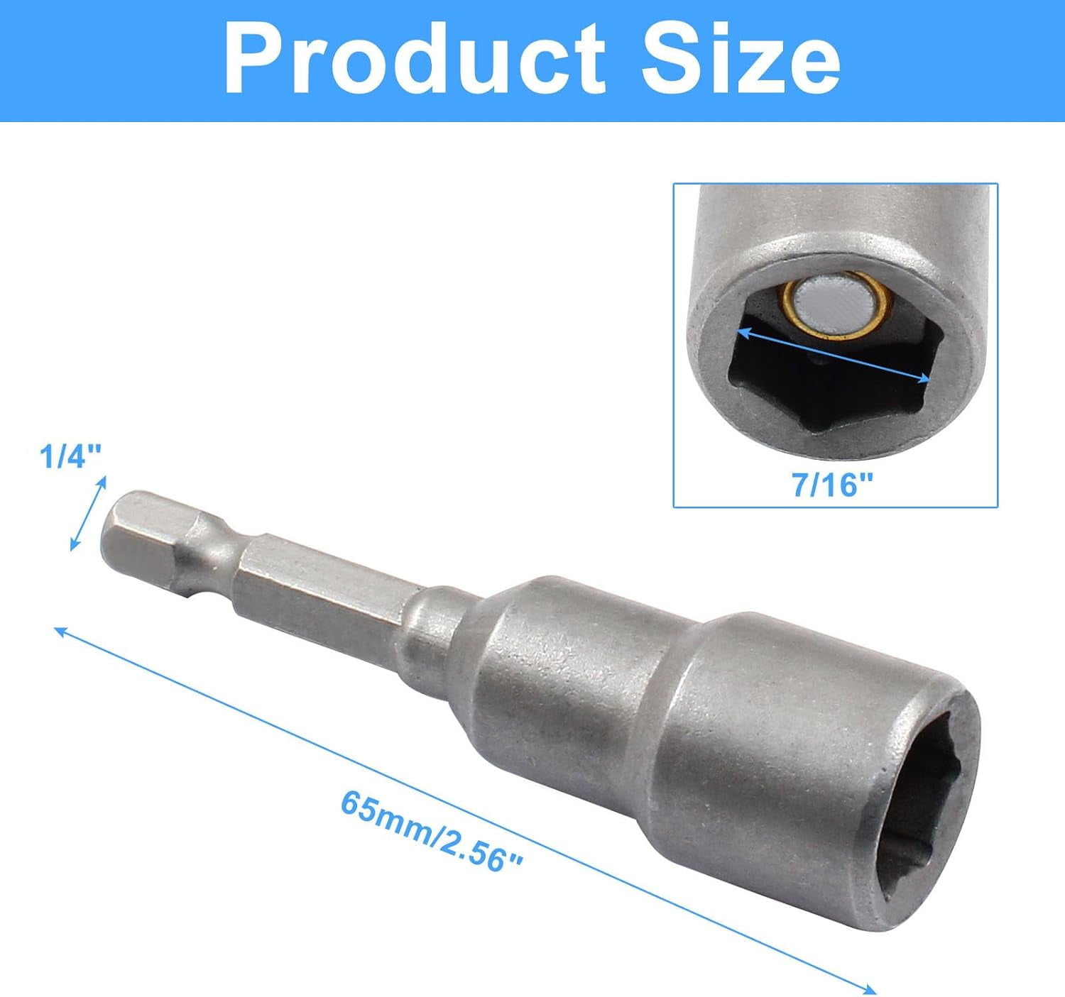 GHRTGR-10 Pcs 7/16 Inch Hex Magnetic Power Hex Nut Driver Magnetic ...
