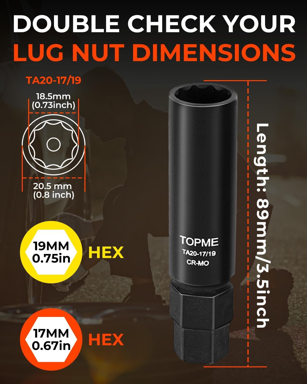 GHRTGR-10 Spline Lug Nut Socket, Replacement for TA20-17/19, Compatible ...