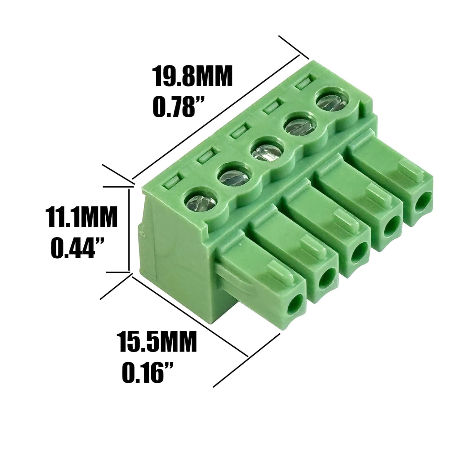 GHRTGR-10 pcs 5 Pin KF2EDG 3.81mm Pitch Pluggable PCB Angle Screw Terminal Block Plug Connector ...
