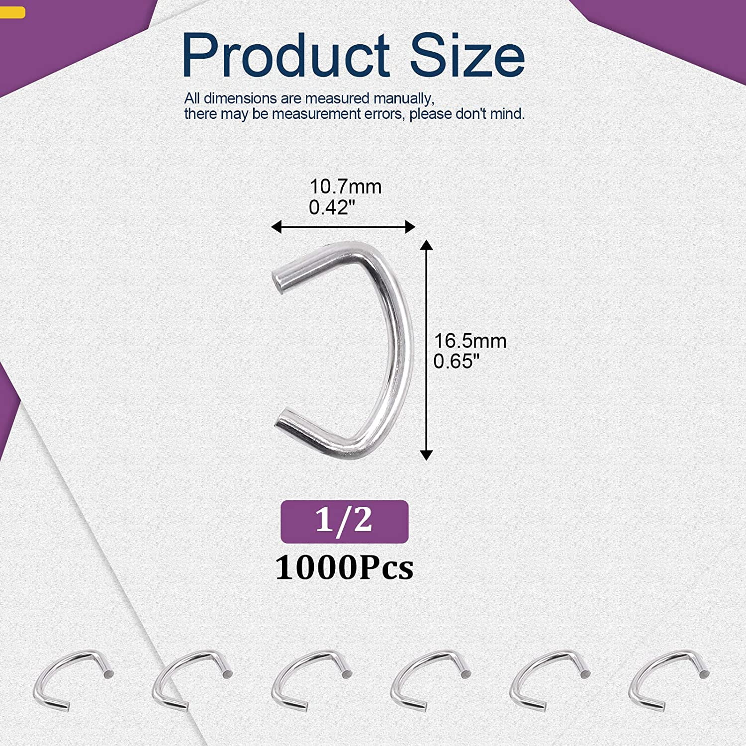 GHRTGR-1000Pcs 1/2" Galvanized Hog Rings Assortment Kit, Professional ...