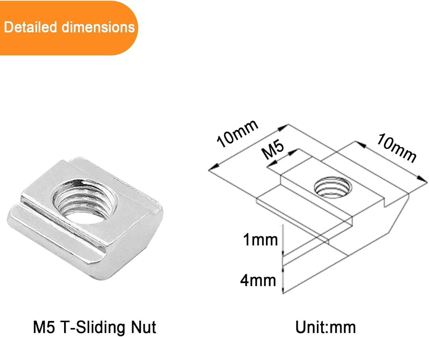 GHRTGR-100pcs 2020 Series Sliding T-Nuts Metric M5 Thread Slide in ...