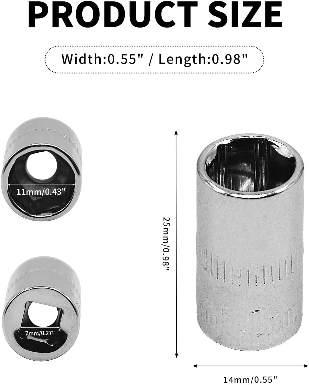 GHRTGR-10mm Sockets, 6 Point 1/4 Inch Drive Shallow Socket Set, 12Pcs ...