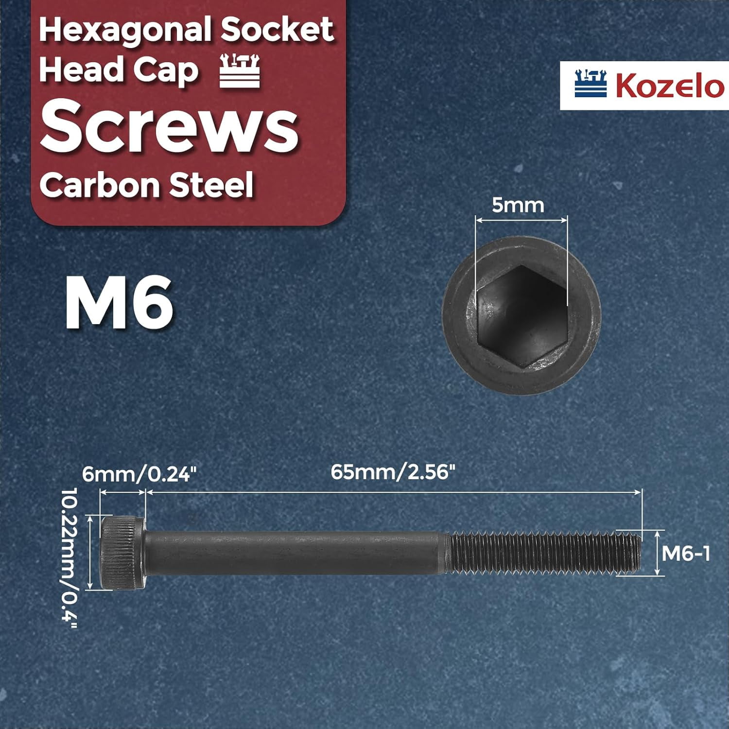 GHRTGR-10pcs Socket Head Cap Screws - [M6-1 x 65mm] Alloy Steel Black ...