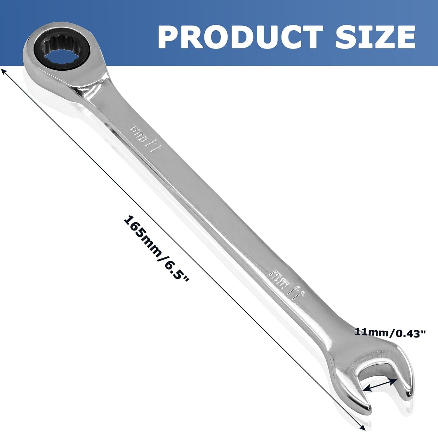 GHRTGR-11mm Metric Ratchet Wrench - End Head 72-Tooth Ratcheting ...