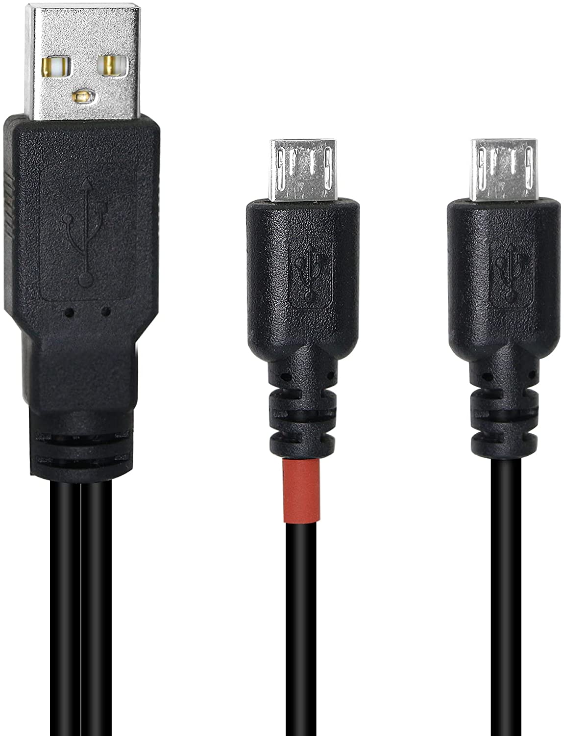 GHRTGR-12 Inch Micro USB Splitter Cable USB 2.0 Type A Male to Dual ...