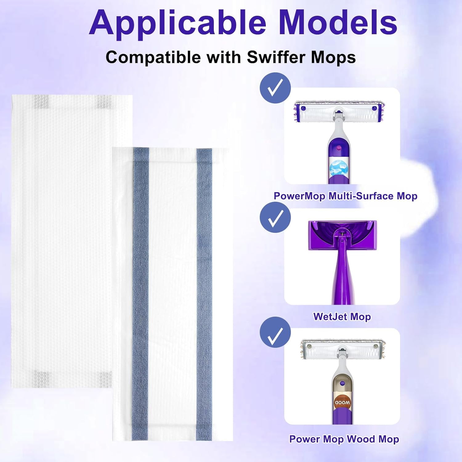 GHRTGR-12-Pack Disposable Mop Pad Refills for Swiffer PowerMop Multi-Surface Mop/Wet Jet Spray ...