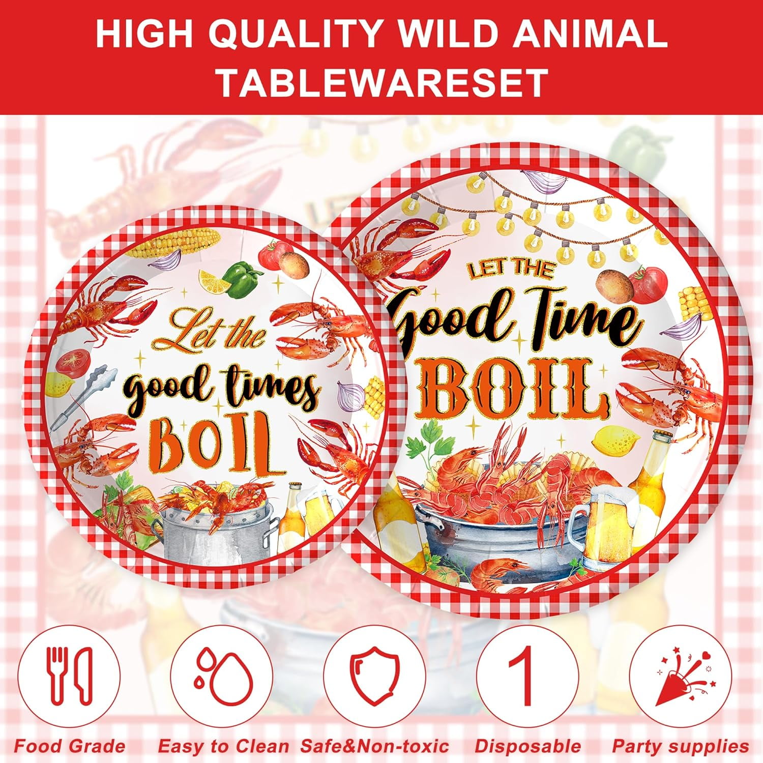GHRTGR-120PCS Crawfish Boil Party Supplies Let The Good Times Boil ...