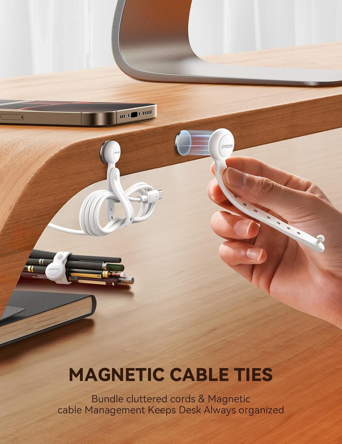 GHRTGR-12PCS Magnetic Cable Ties - Reusable Silicone Cord Organizer ...