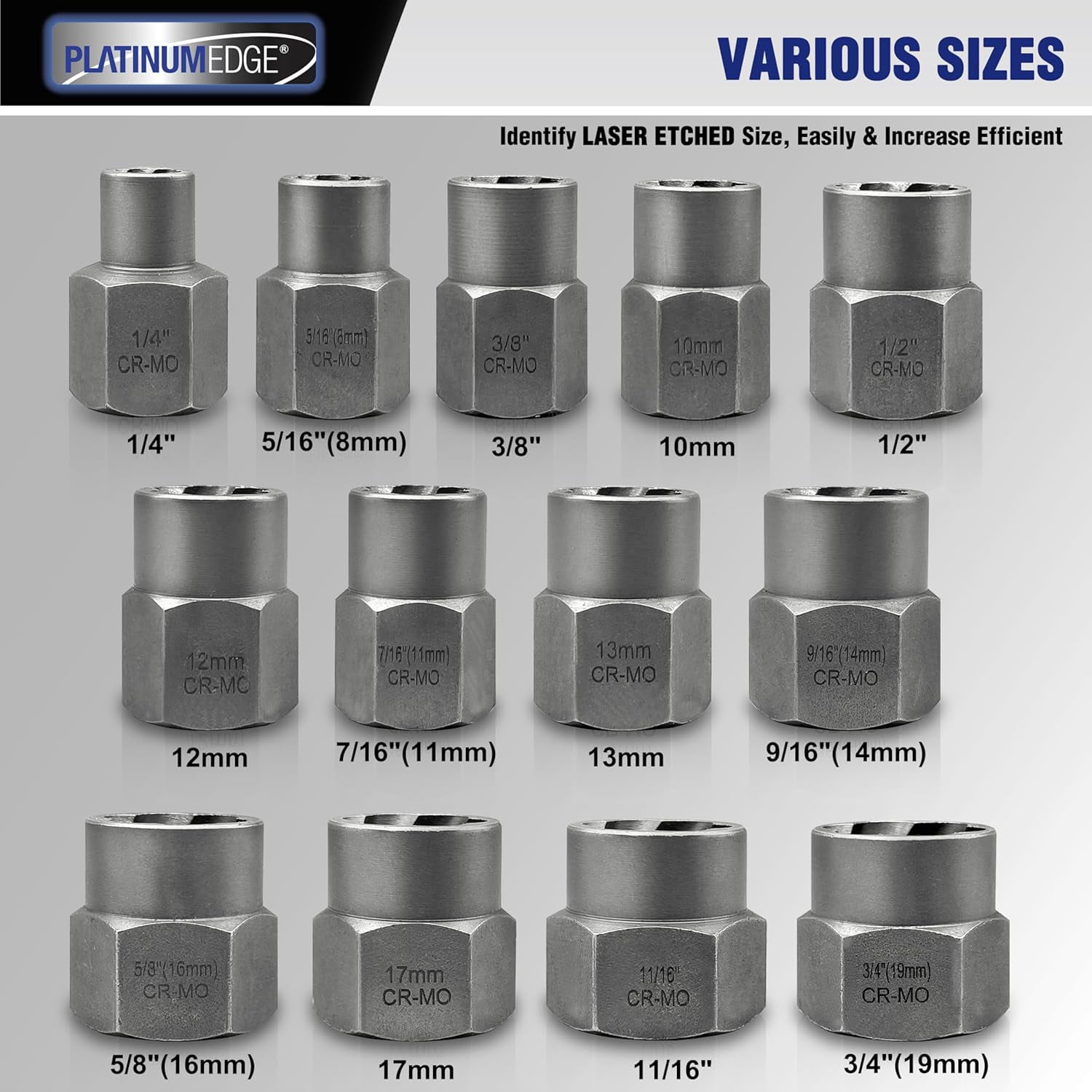 GHRTGR-13 Pieces Impact Bolt & Nut Remover Set, Stripped Bolt Extractor ...