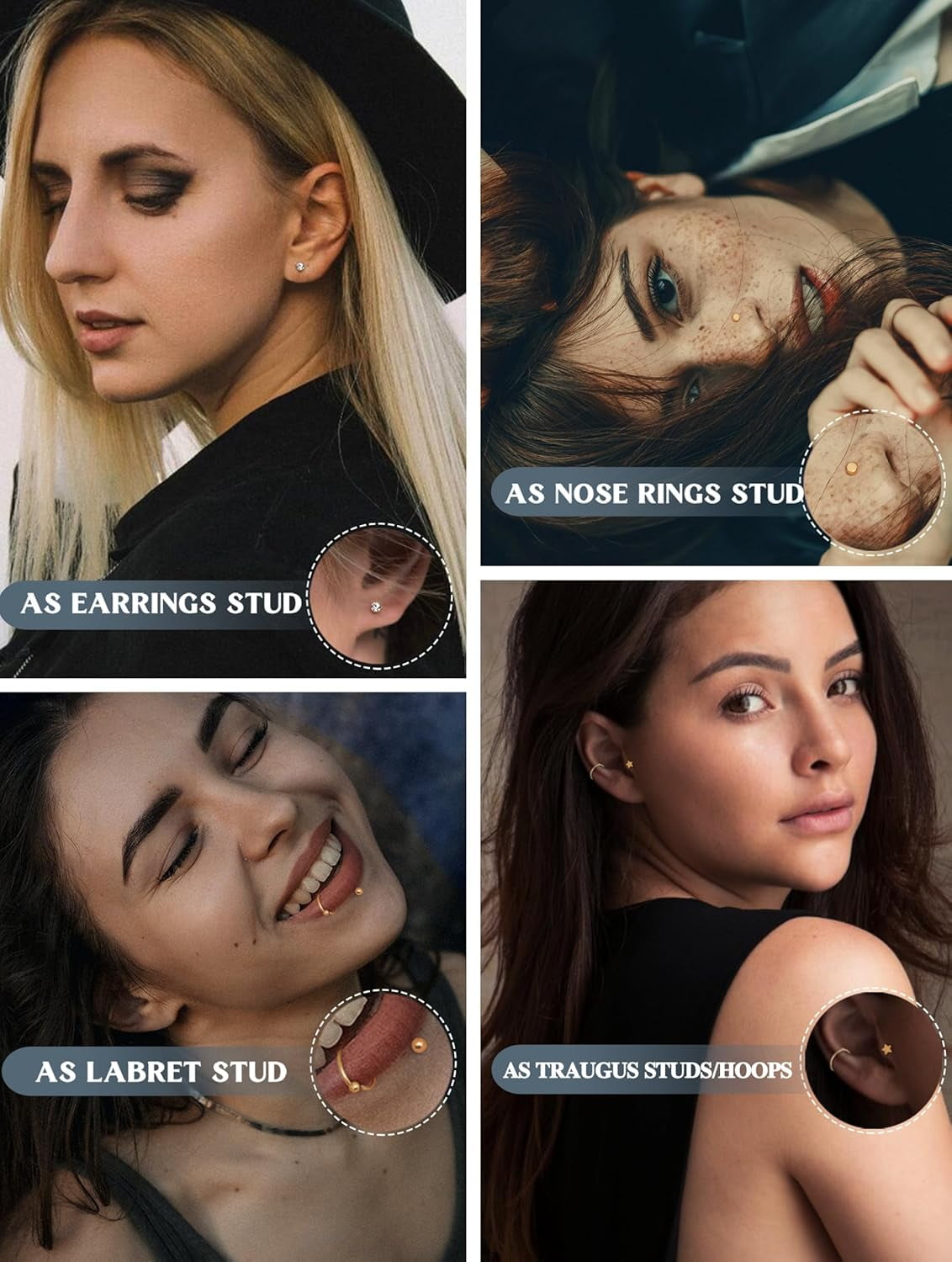 GHRTGR-14K Gold Filled Nose Rings 20G Nose Rings Hoops Studs - Straight or L Shaped 316L ...