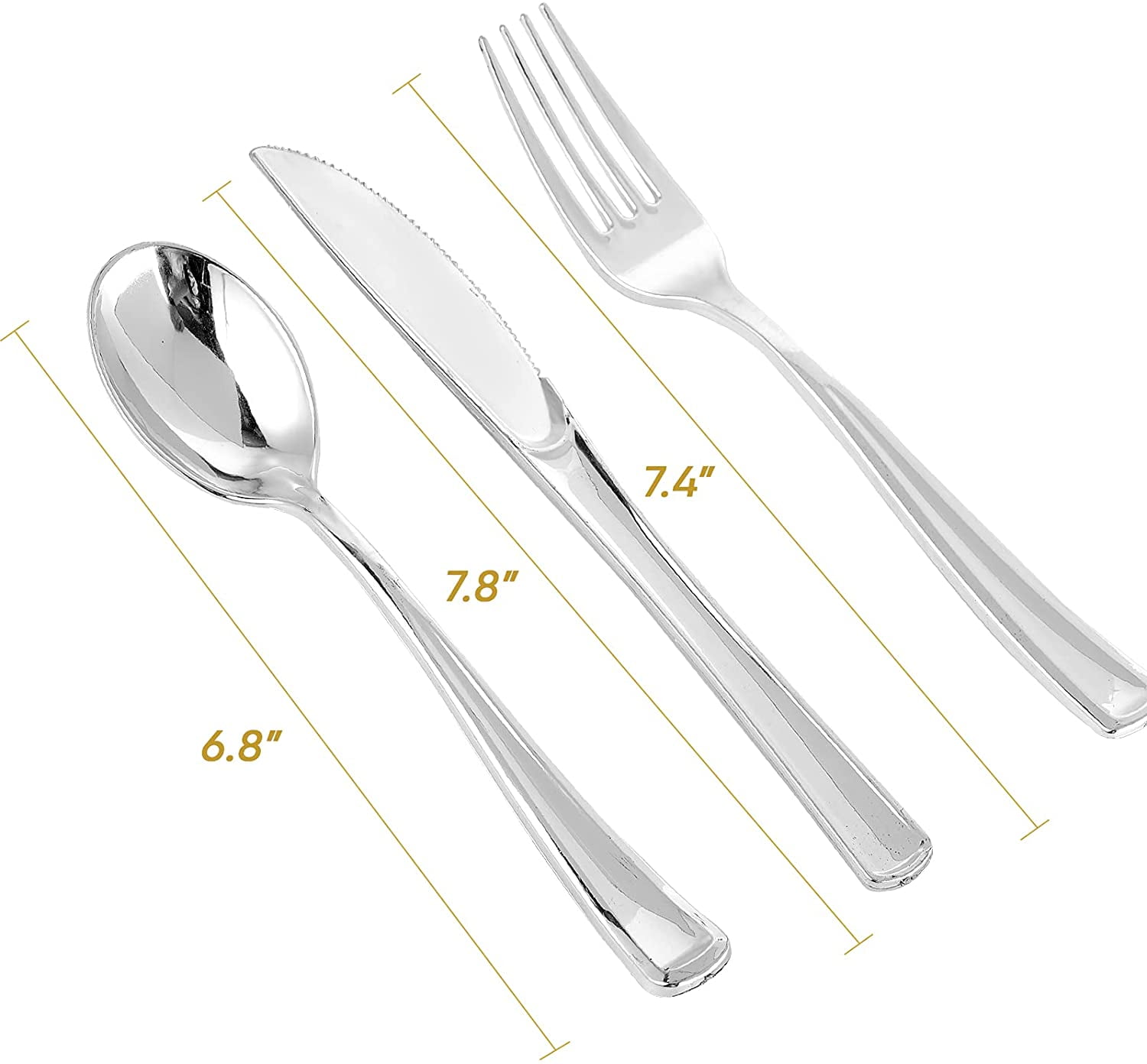 GHRTGR-160 Pack Silver Plastic Silverware Set, Plastic Flatware Set- 80 ...