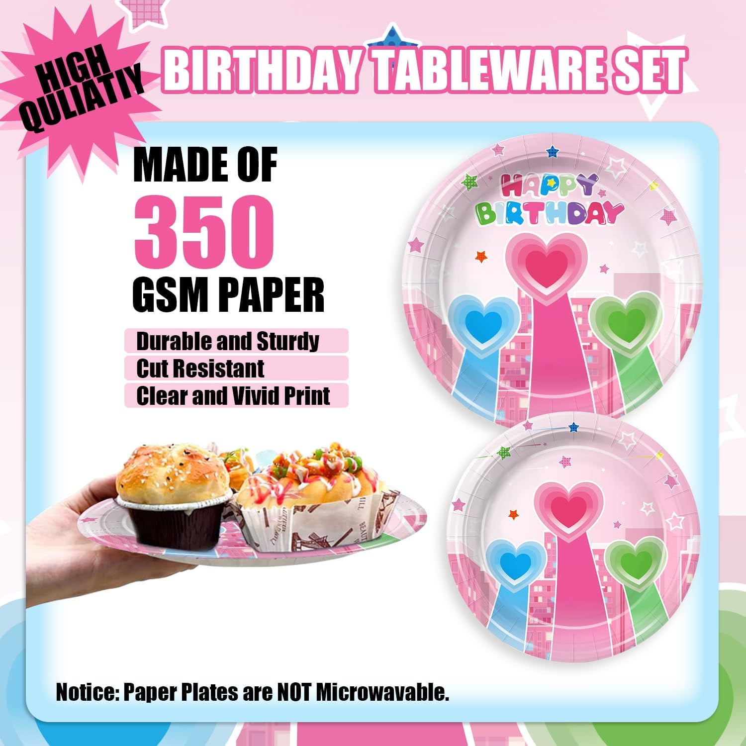 GHRTGR-168pcs Power Girls Party Plates for Girls Pink Cartoon Party ...