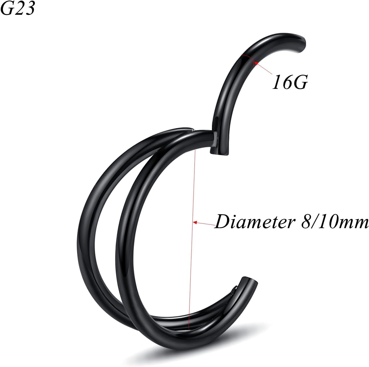 GHRTGR-16G Single/Double/Triple Hoop Titanium Seamless-Hinged-Piercing Segment-Clicker Nose-Ring ...