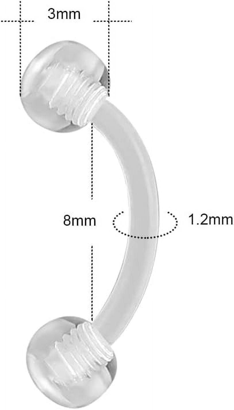 GHRTGR-16g Curved Barbell Bridge Eyebrow Piercing Retainer Jewelry ...