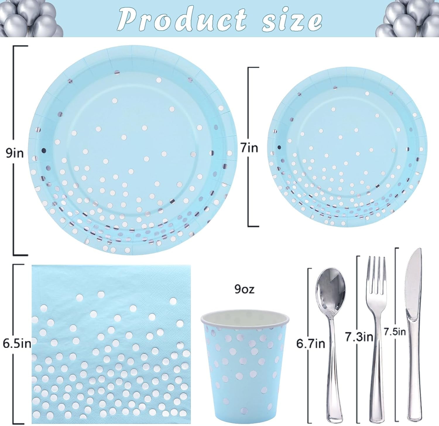 GHRTGR-175 Pcs Light Blue Plates and Napkins Party Supplies - Baby Blue ...