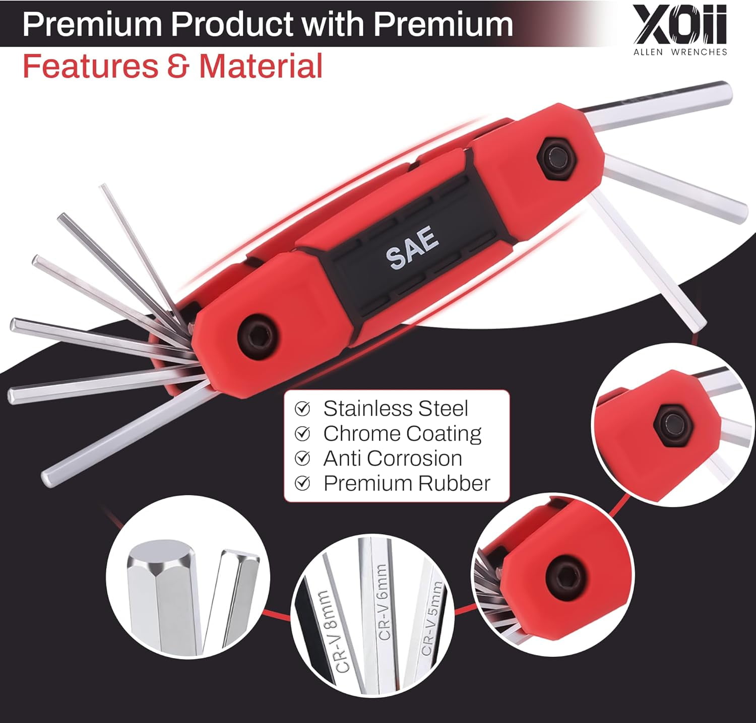 GHRTGR-17PCS Folding Allen Wrenches Sets | Pack of 2 Metric & SAE Hex Set – Durable & Portable ...