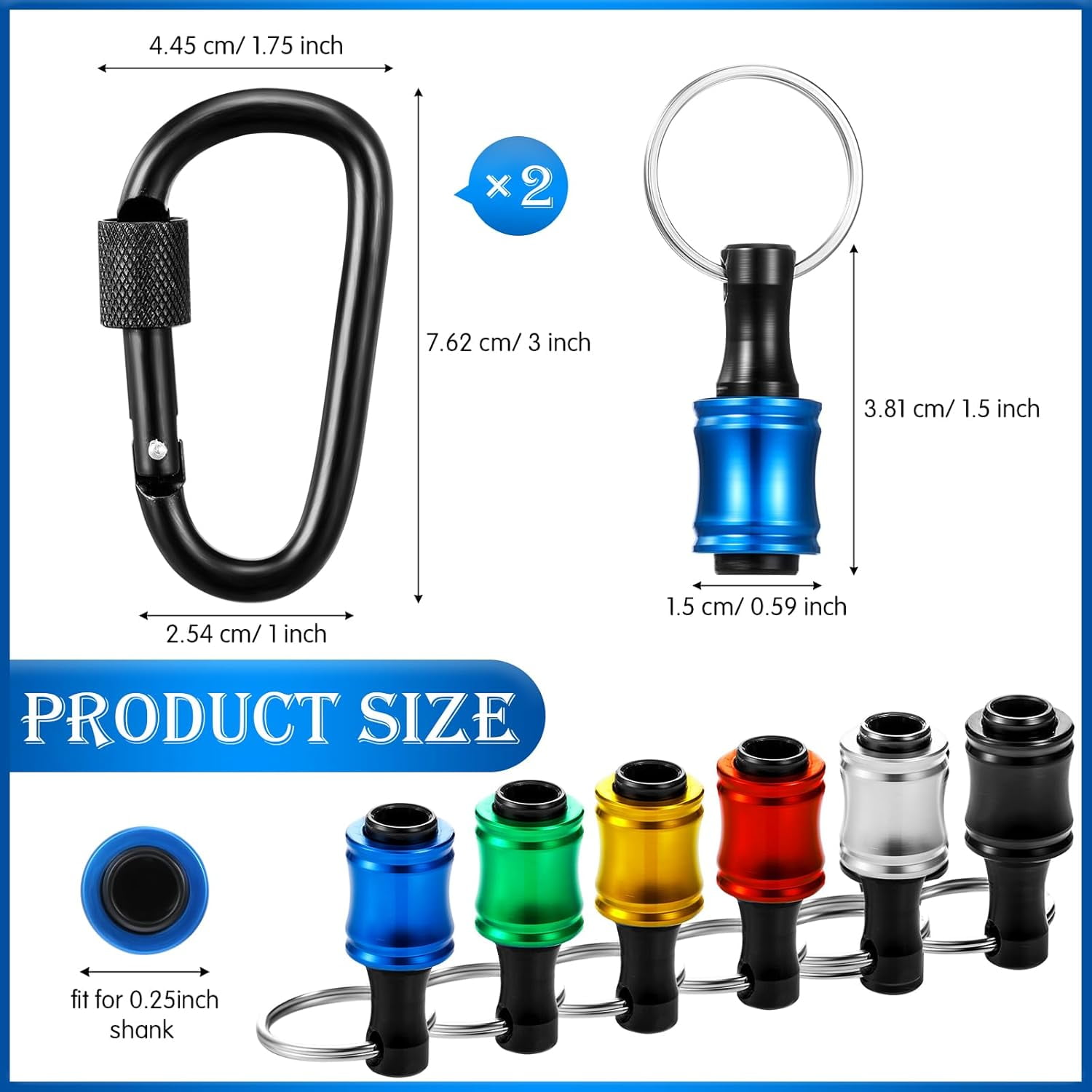 GHRTGR-18 Pcs Drill Bit Holder Keychains, 3 Pcs 1/4 3/8 1/2 Socket Hex ...