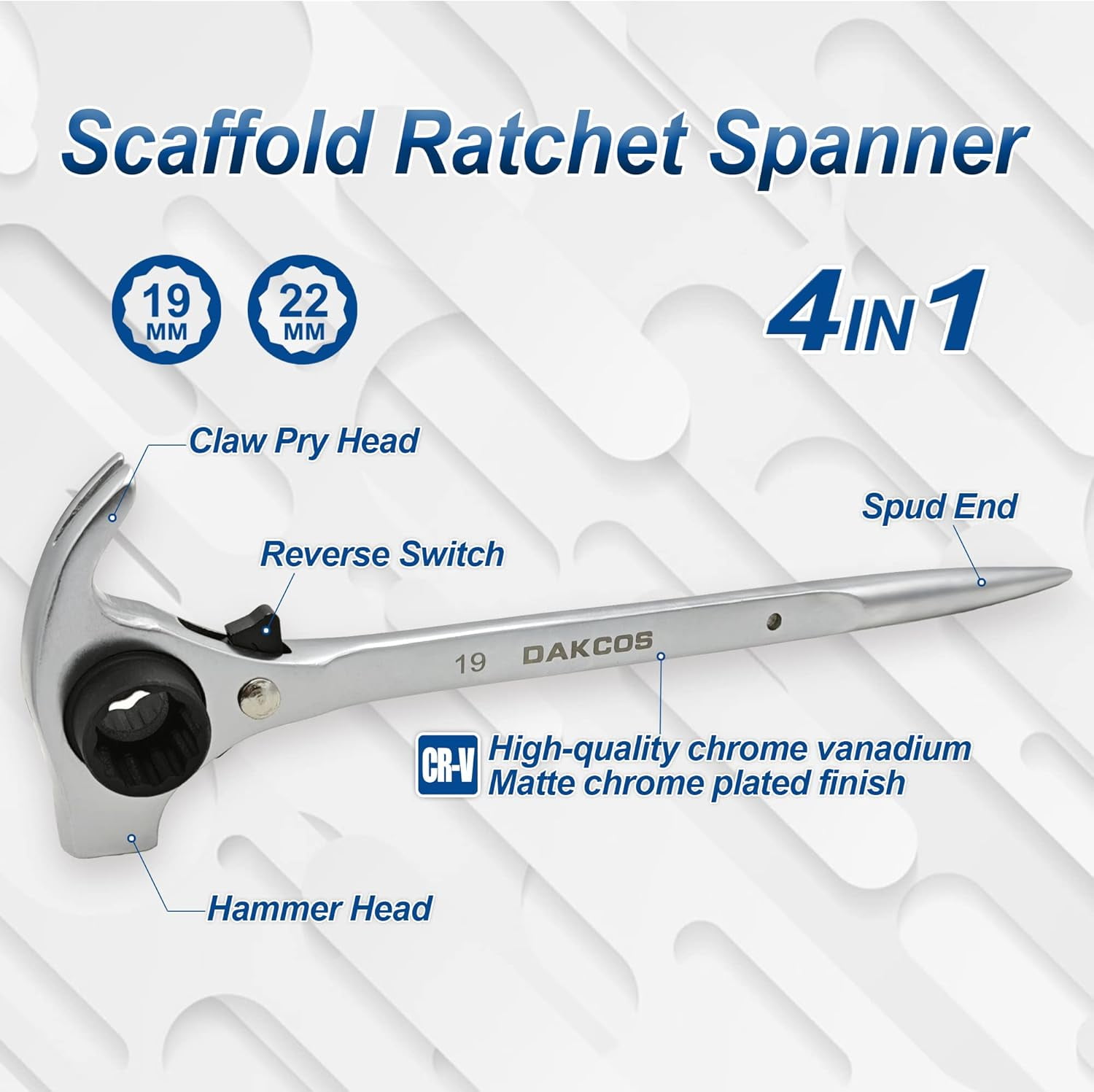 GHRTGR-19mm x 22mm Scaffold Ratchet Wrench, 3/4" x 7/8 Multifunctional ...