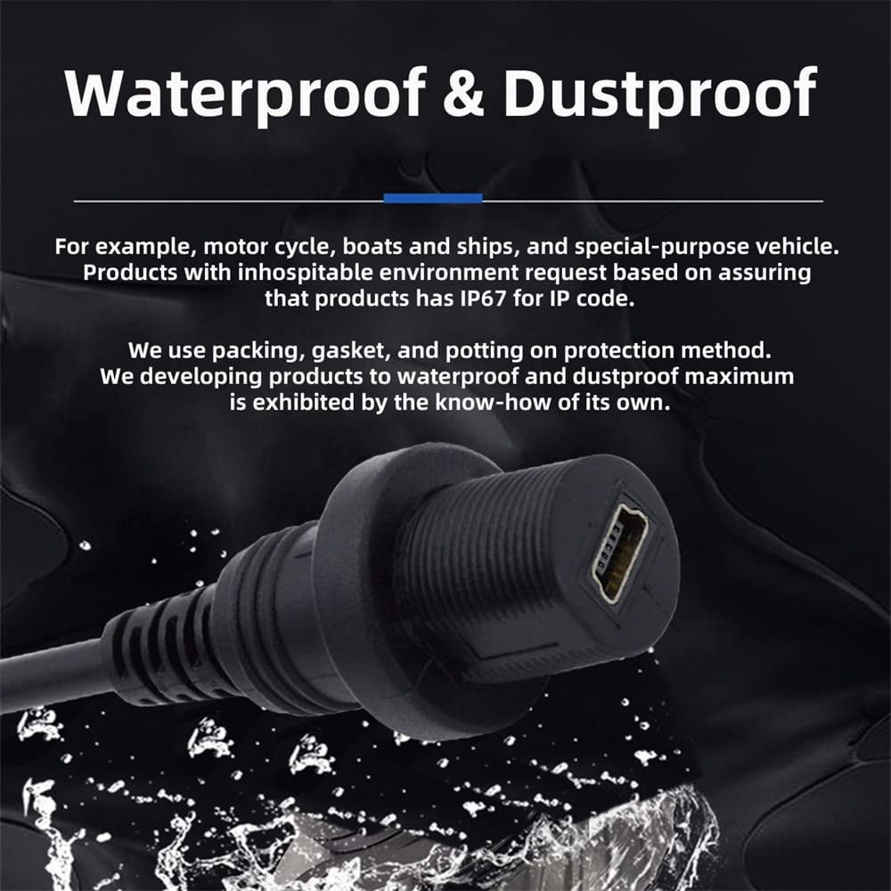 GHRTGR-1m Waterproof Dustproof 480Mbps Mini USB2.0 5Pin Male to Female Extension Data Power ...