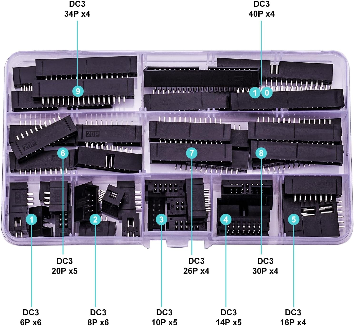 GHRTGR-2.54mm IDC Box Header Kit, Dual Row Straight Box Header ...