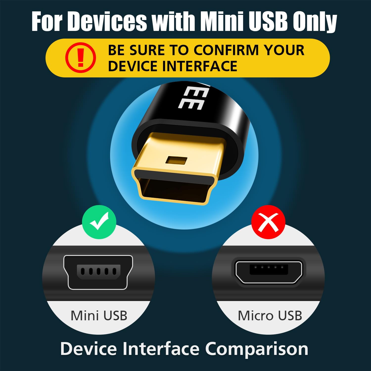 GHRTGR-2 Pack 3.3ft USB-C to Mini USB Cable, Gold Plated End Tips ...