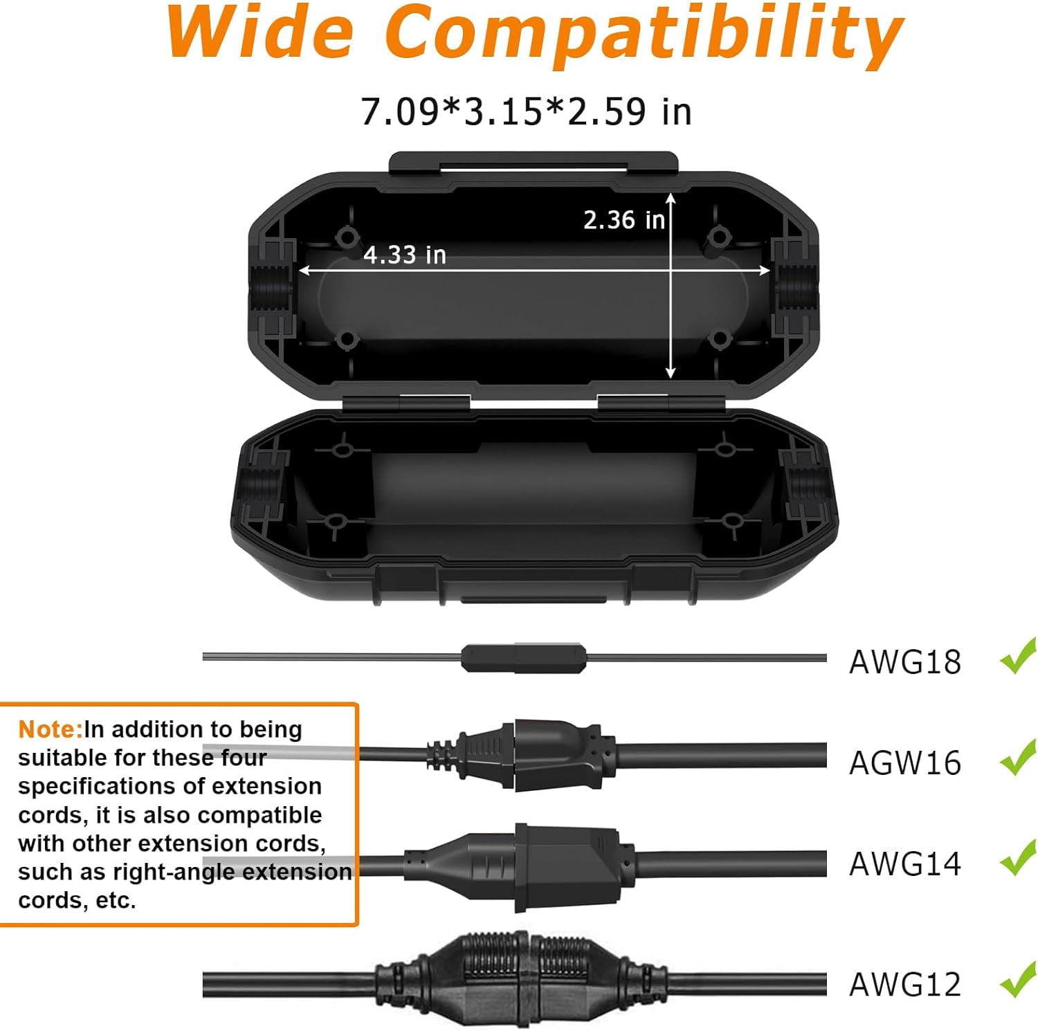 GHRTGR-2 Pack Outdoor Extension Cord Cover,IP54,Connection Box Protects ...