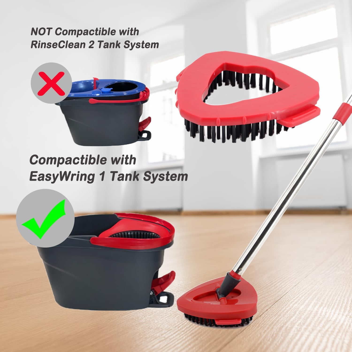 GHRTGR-2 Pack Scrub Brush Floor Brush Head Compatible with Spin Mop 1 ...