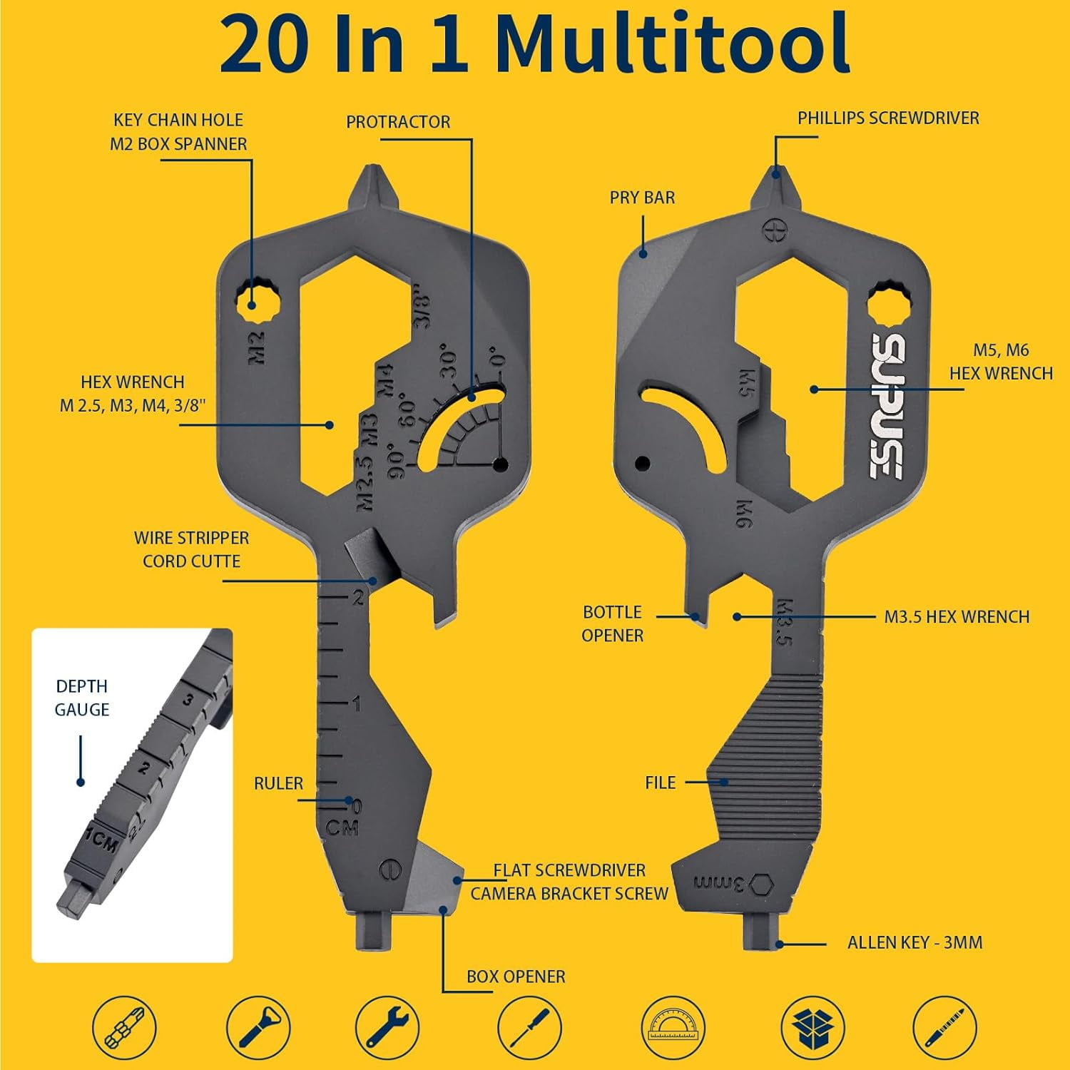 GHRTGR-20 In 1 Multitool Pocket Tool, Gift for Boyfriend Him Husband ...