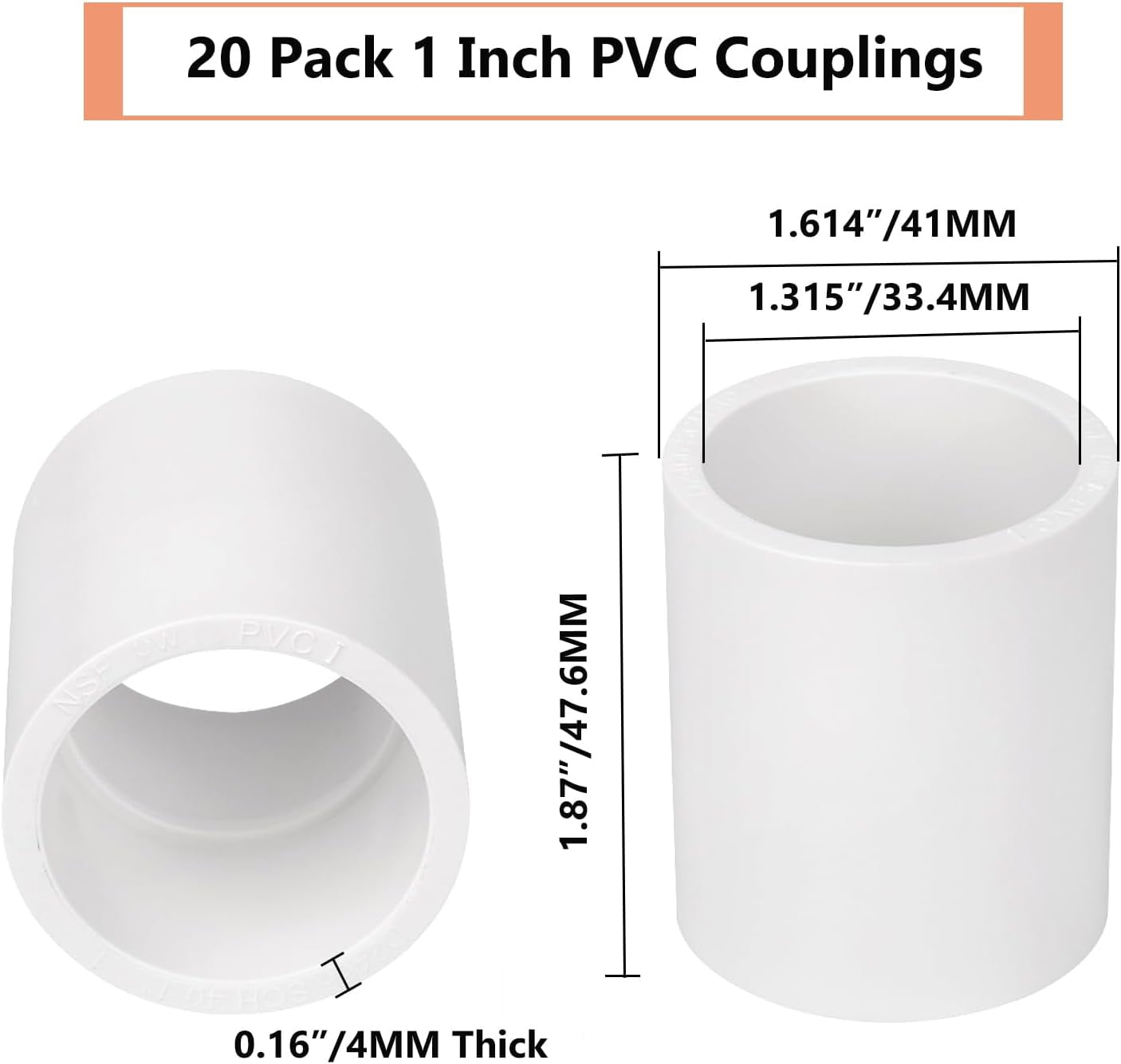 GHRTGR-20 Pack 1" PVC Couplings Adapter Pipe Fittings, Furniture Build ...