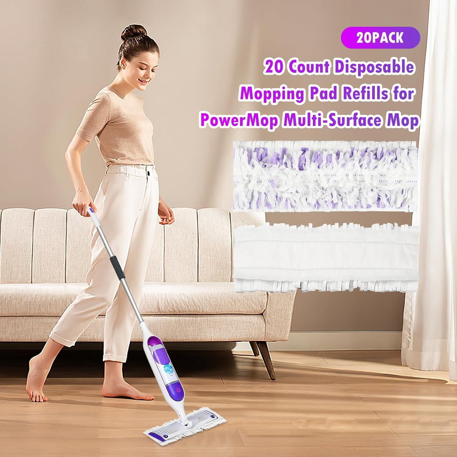 GHRTGR-20 Pack Disposable Mopping Pad Refills for PowerMop Multi ...