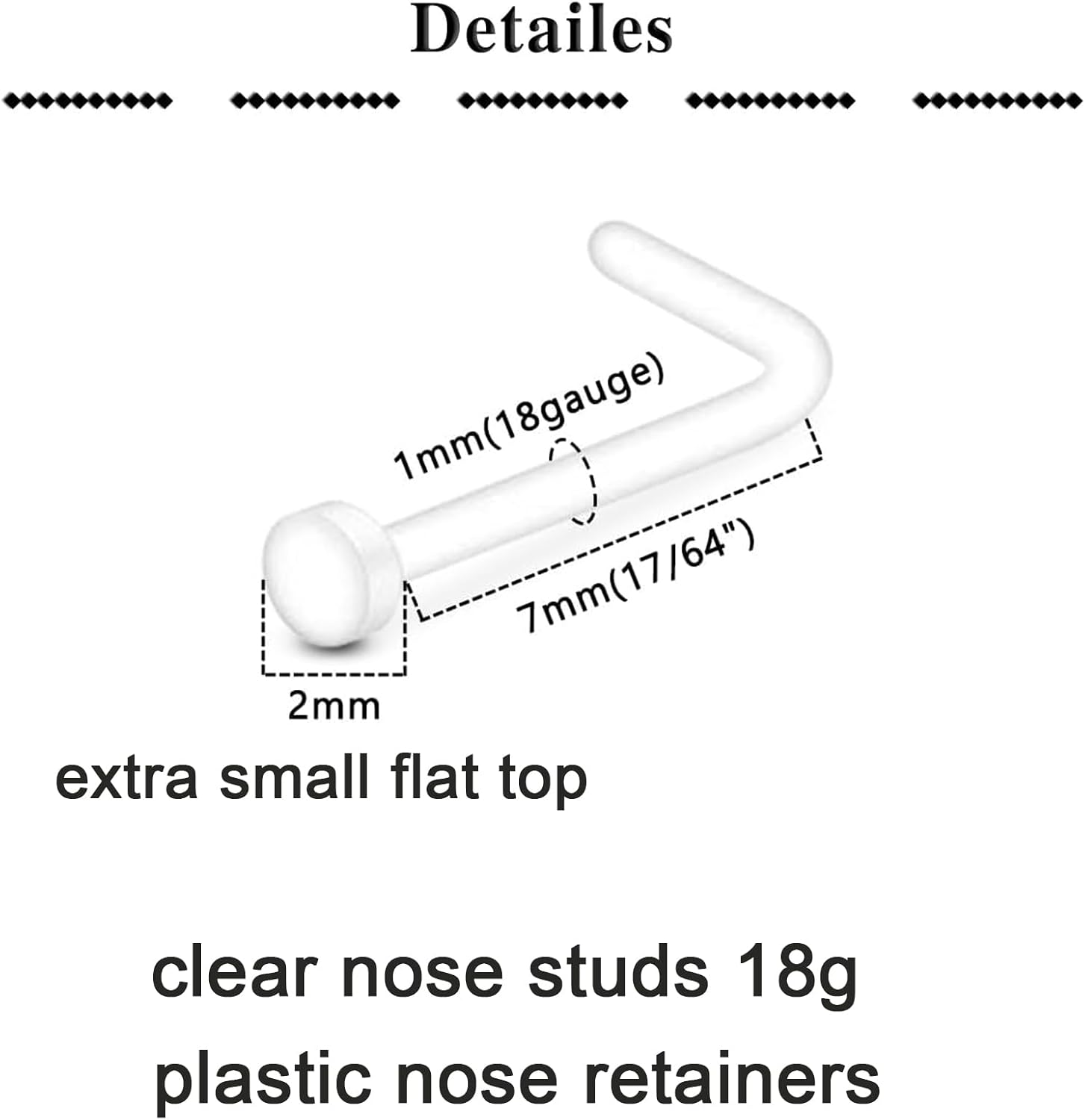 GHRTGR-20g 18g Clear Nose Studs for Work Clear Nose Rings for Work ...