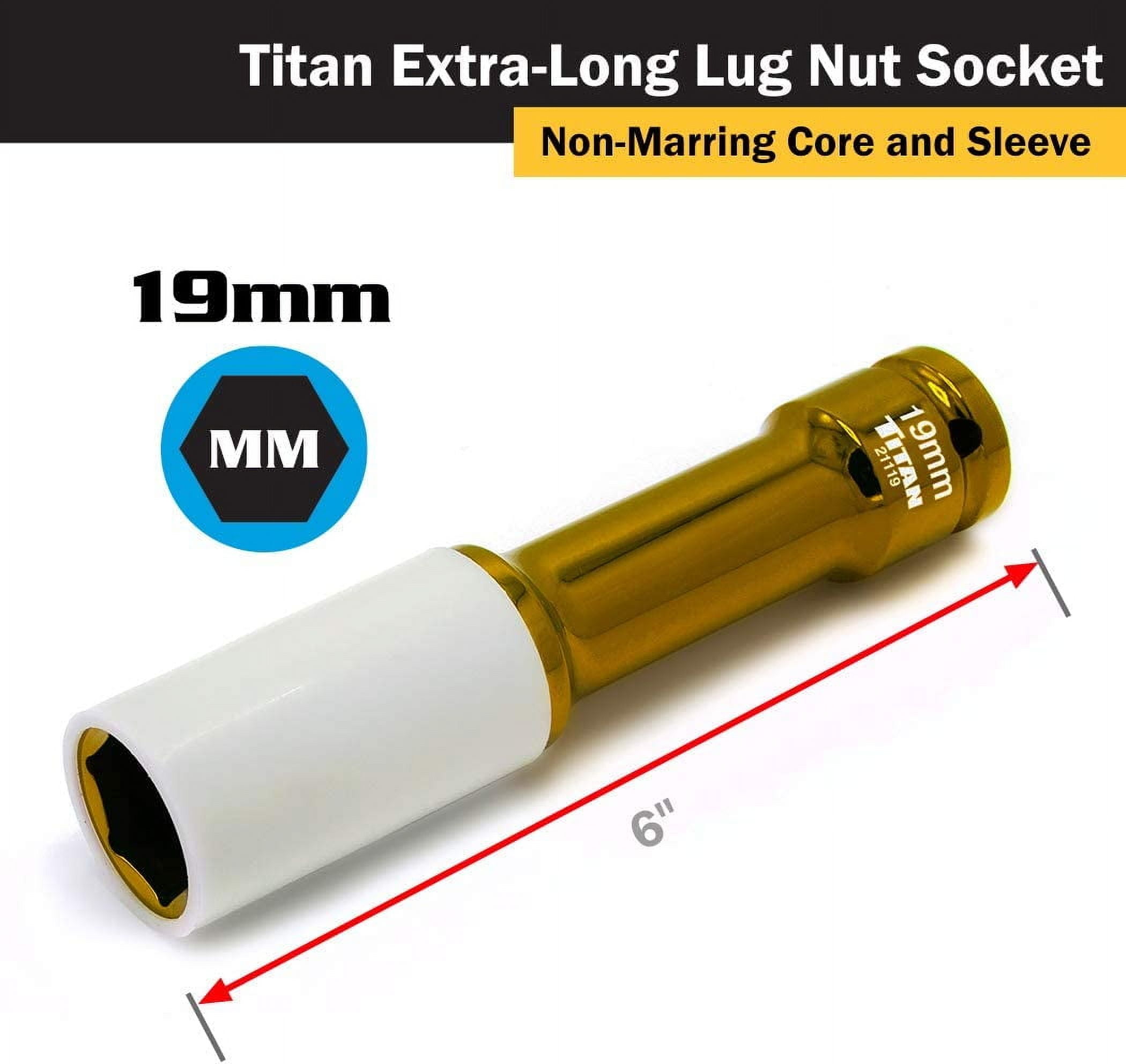 GHRTGR-21119 1/2-Inch Drive x 19mm Non-marring Impact Extra-Long Lug ...
