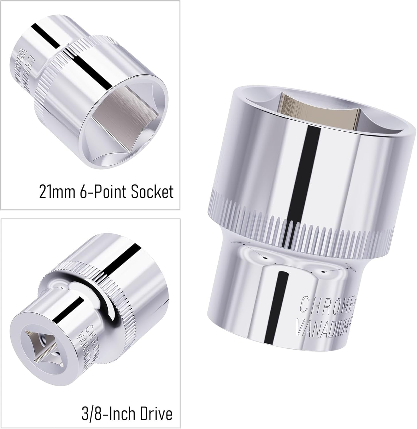 GHRTGR-21mm Shallow Socket, 3/8 Inch Drive, 6-Point, Metric, Heat ...
